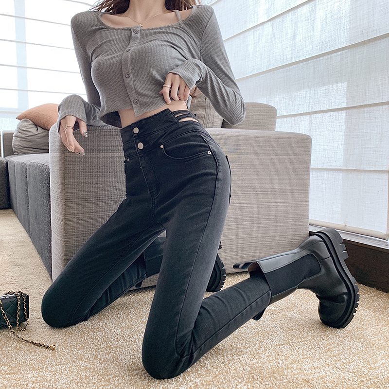 Tight Korean Style High Waist Slim Jeans For Women Ad16105
